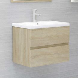 Bonnevie - Waschtischunterschrank Waschbeckenunterschrank - Badschrank Badmöbel Sonoma-Eiche 60x38,5x45cm Holzwerkstoff -BNC55038