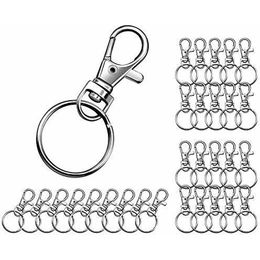 Minkurow - 30 Stück Schlüsselanhänger, Schlüsselanhänger aus Metall zum Polieren von abnehmbaren Ringhaken mit drehbaren Karabinern für Schlüssel