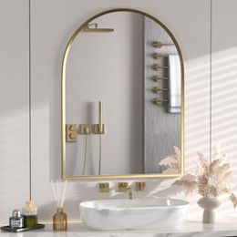 Ovaler & Bogen Spiegel,Wandspiegel mit Schwarzem & Golden Metallrahmen, wandmontierter Kosmetikspiegel für Badezimmer, Wohnzimmer, Schlafzimmer,