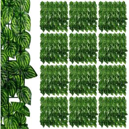 Swanew - Sichtschutzhecke Windschutz Efeu Sichtschutz Balkonverkleidung Blätterzaun,Wassermelonenblätter - Grün