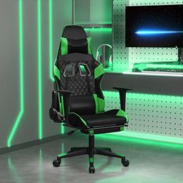 Gaming-Stuhl Bürodrehstuhl mit Massage & Fußstütze - Schreibtischstuhl ergonomischer Schwarz & Grün Kunstleder BV542649 - BonneVie