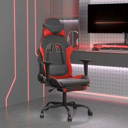 Bonnevie - Gaming-Stuhl Bürodrehstuhl mit Massage & Fußstütze - Schreibtischstuhl ergonomischer Schwarz & Rot Kunstleder BV272051