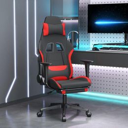 MAISONCHIC - Gaming-Stuhl mit Fußstütze Schreibtischstuhl Chefsessel Schwarz und Rot Stoff DE77934