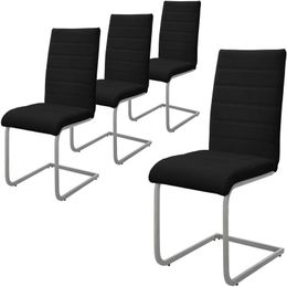 ML-Design - 4er Set Esszimmerstuhl mit Rückenlehne, Schwarz, aus Kunstleder