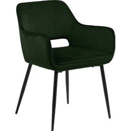 Esszimmerstuhl ACTONA GROUP "Ranja" Stühle Gr. B/H/T: 56 cm x 79 cm x 60 cm, Samtstoff, grün (olivgrün, matt schwarz) Küchenstühle