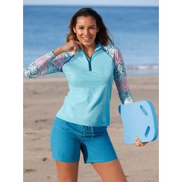 Bade-Shirt Gr. 38, bunt (aquamarin, rosé, bedruckt) Damen Bikini-Oberteile Ocean Blue