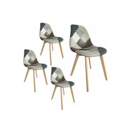 SAN MARCO - Ornella Patchwork Esszimmerstühle mit Beinen aus Buche 4 Stühle
