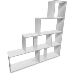 Coemo Treppenregal Scala aus Holz Weiß Raumteiler Standregal 155x29x163 cm - Weiß