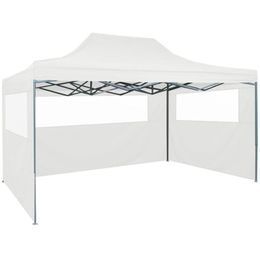 Profi-Partyzelt Faltbar, Gartenpavillon, Bierzelt UV-Schutz, Pavillon Pop-Up mit 3 Seitenwänden 3×4m Stahl Weiß KLI25750 MAISONCHIC