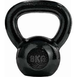 ScSPORTS® Kettlebell - 8 kg, Gusseisen, Hammerschlag, Wasserabweisend, Schwarz - Kugelhantel, Kugelgewicht, Schwunghantel, Rundgewicht für Gym,