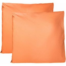 Kissenbezug aus 100 % Baumwolle, 60 x 60 cm, 2er-Pack, rechteckiger Kissenbezug aus 100 % Puro-Baumwolle mit Verschluss – Orange - Minkurow