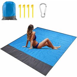 Minkurow - Strandmatte, 210 cm x 200 cm, Picknickdecke, Anti-Sand-Picknickdecke, mit 4 festen Heringen, tragbar, wasserdicht, faltbar, für Strand,