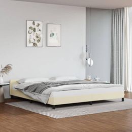 Bettgestell mit Kopfteil, Schlafzimmerbett/Doppelbett, Erwachsenenbett Creme 200x200 cm Kunstleder XTJTE900077 MAISONCHIC