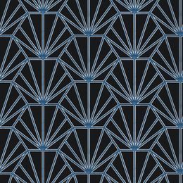A.S. Création Art Déco Tapete in Schwarz und Blau | Schlafzimmer und Wohnzimmer Vliestapete mit Vinyl | 20er Jahre Tapete mit geometrischem Muster - 10,05 x 0,53 m