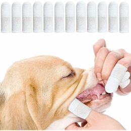 Fingerzahnbürste für Hunde, Tuch, Haustier-Fingerzahnbürste, Zahnhygienebürsten, Anti-Zahnbelag für Hund und Katze (12 Stück) - Minkurow