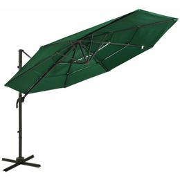 Sonnenschirm,Gartenschirm mit Aluminium-Mast 4-lagig Grün 3x3 m vidaXL