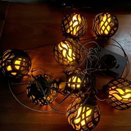 Wasserdichte hängende 8-LED-Solar-Lichterkette für den Außenbereich mit flackernder Flamme für Garten, Hof, Pavillon, Camping, Party, Urlaub