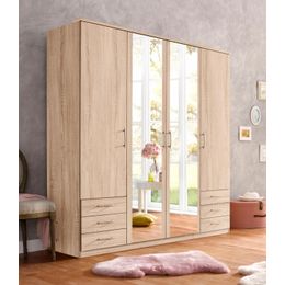 Kleiderschrank Priess "Husum" Schränke Gr. B/H/T: 185 cm x 196 cm x 57 cm, mit Schubkästen, 4 St., braun (struktureichefarben hell) Kleiderschränke