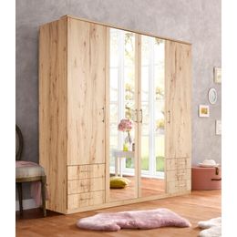 Kleiderschrank Priess "Husum" Schränke Gr. B/H/T: 185 cm x 196 cm x 57 cm, mit Schubkästen, 4 St., beige (astkernbuchefarben) Kleiderschränke