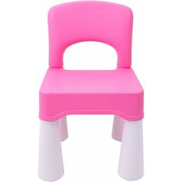 Kunststoff-Kinderstuhl mit geschwungener Rückenlehne für Haus und Garten, Zusammenbaubares Sitzmöbel für Kinder, Maximalgewicht 100kg/220lb, Rosa