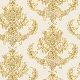A.S. Création A.s.creations - Französische Tapete weiß gold | Schlafzimmer und Esszimmer Vliestapete mit Barock Muster opulent | Vlies Wandtapete mit Ornamenten