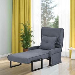 3-in-1-Schlafsofa, umwandelbarer Stuhl, Klappsessel mit Sitzkissen, Grau