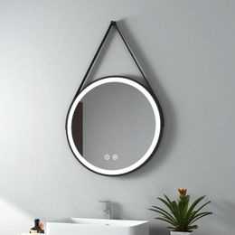 Badspiegel mit Beleuchtung Badezimmerspiegel Wandspiegel, Stil 4, ф60cm, Runder Spiegel mit Touch, 3 Lichtfarben Dimmbar - Emke