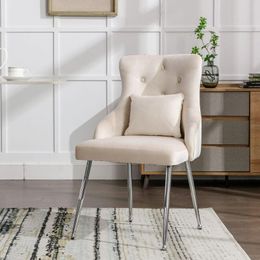 Okwish - Esszimmerstuhl mit Knopfmuster, Gepolsterter Sessel, Stühle mit Metallbeinen, Moderner Loungesessel, Schlafzimmer-Wohnzimmerstuhl mit