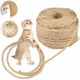 Natürliches Jute-Seil für die Reparatur und den Austausch von Kratzsäulen für Katzen, Kratzbäume, Kratzbaum, Katzenkratzunterlage, 8 mm x 60 m, Heim