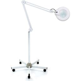 LED Lupenlampe Standlupe Beleuchtete Lupe Professionelle Ästhetische Lampe 8 Dioptrien Schwenkarmlampe Einstellbar 5 Rollen 22 W 220V(8X)