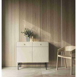 FURNIX Kommode Taylie Sideboard mit zwei Schubladen und zwei Türen Creme