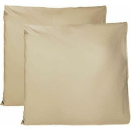 Kissenbezug aus 100 % Baumwolle, 65 x 65 cm, 2er-Pack, rechteckiger Kissenbezug aus 100 % Puro-Baumwolle mit Verschluss – Beige - Minkurow