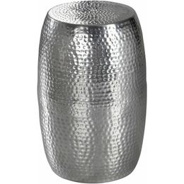 FineBuy - Beistelltisch 30 x 49,5 x 30 cm Aluminium Dekotisch orientalisch rund, Kleiner Hammerschlag Abstelltisch, Designer Ablagetisch Metall