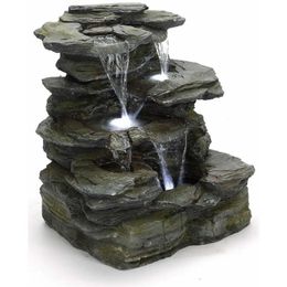 Köhko - Gartenbrunnen Springbrunnen 'Greifensteine' Gartenbrunnen in Naturstein-Optik mit LED-Beleuchtung