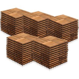 Holzfliesen Akazienholz Terrassenfliesen Klickfliesen 55x 5m² 30x30cm Garten Balkon Mosaik - Braun - Swanew