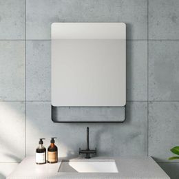 AQUABATOS® Badezimmerspiegel Wandspiegel 60x80 cm mit Ablage Schwarz matt Badspiegel ohne Beleuchtung Hängespiegel Moderne Wohnzimmerspiegel