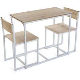 Versa - Riesa Esstisch und zwei niedrige Stühle, 3-teiliges Set, Maßnahmen (h x l x b) 75 x 45 x 89 cm, Holz und Metall, Farbe: Weiß - Weiß