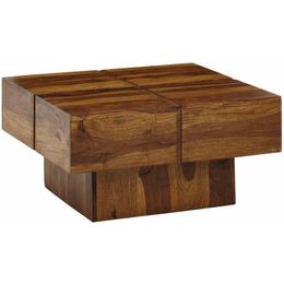 FineBuy - Couchtisch 57,5x57,5x30 cm Sheesham Massivholz Sofatisch Quadratisch, Design Wohnzimmertisch Kaffeetisch Massiv, Kleiner Tisch Wohnzimmer