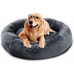 Minkurow - Luxuriöses rundes Haustierbett/Nest für Hunde und Katzen, einfach zu waschendes Kissen mit Reißverschluss für Katzen/Hunde, dunkelgrau, 60