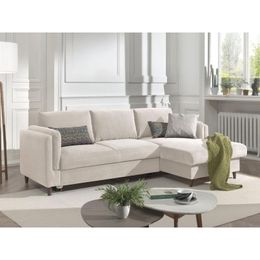 Brooke – ecksofa rechts – mit schlaffunktion und bettkasten – 4-sitzer – aus samt - beige