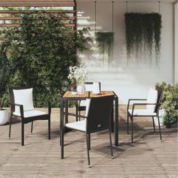 MAISONCHIC - 5-tlg. Garten-Essgruppe Gartenmöbel Set Terrassen/Balkon/Outdoor-Essgruppe mit Kissen Schwarz Poly Rattan ETHJ724273