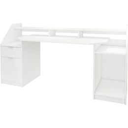 ML-Design - Computertisch mit Schublade, 179,8x90,6x55 cm, Weiß, aus mdf, Tisch inkl. Tür mit Stauraum und offenen Ablagefächern, Schreibtisch