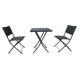 Set WRB015 Klapptisch und Stühle aus schwarzem Rattan