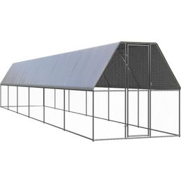 Outdoor-Hühnerkäfig 2x12x2 m Verzinkter Stahl Vidaxl Silber