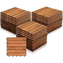 VINGO 33er Set Holzfliesen Akazie 3m² Terrassenfliesen Klickfliesen Mosaik Klassik 30x30cm - Braun