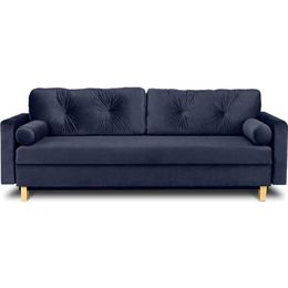 Konsimo - eriso Schlafsofa 3-Personen mit ausziehbare Liegfläche 196x150cm, Dunkelblau