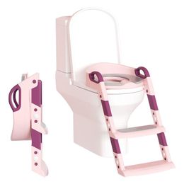 VINGO - Toilettentrainer mit Leiter Treppe mit Treppe Kindersitz Toilettensitz Töpfchen Rosa - Rosa