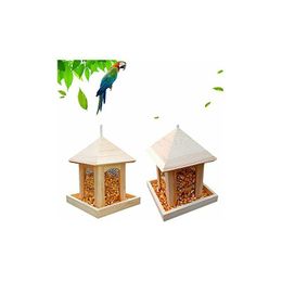 Minkurow - Vogelfutterspender für den Außenbereich, zum Aufhängen, für den Garten, zum Aufhängen, für Wildvögel, aus Holz, zum Aufhängen, für
