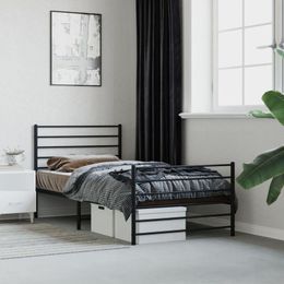 Bettgestell,Schlafzimmerbett mit Kopf- und Fußteil Metall Schwarz 100x190 cm vidaXL
