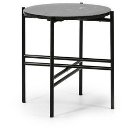 Vs Venta-stock - Beistelltisch Runder Couchtisch noor mit schwarzer Marmorplatte und mattschwarzen Metallbeinen / Durchmesser: 41 Cm - schwarz